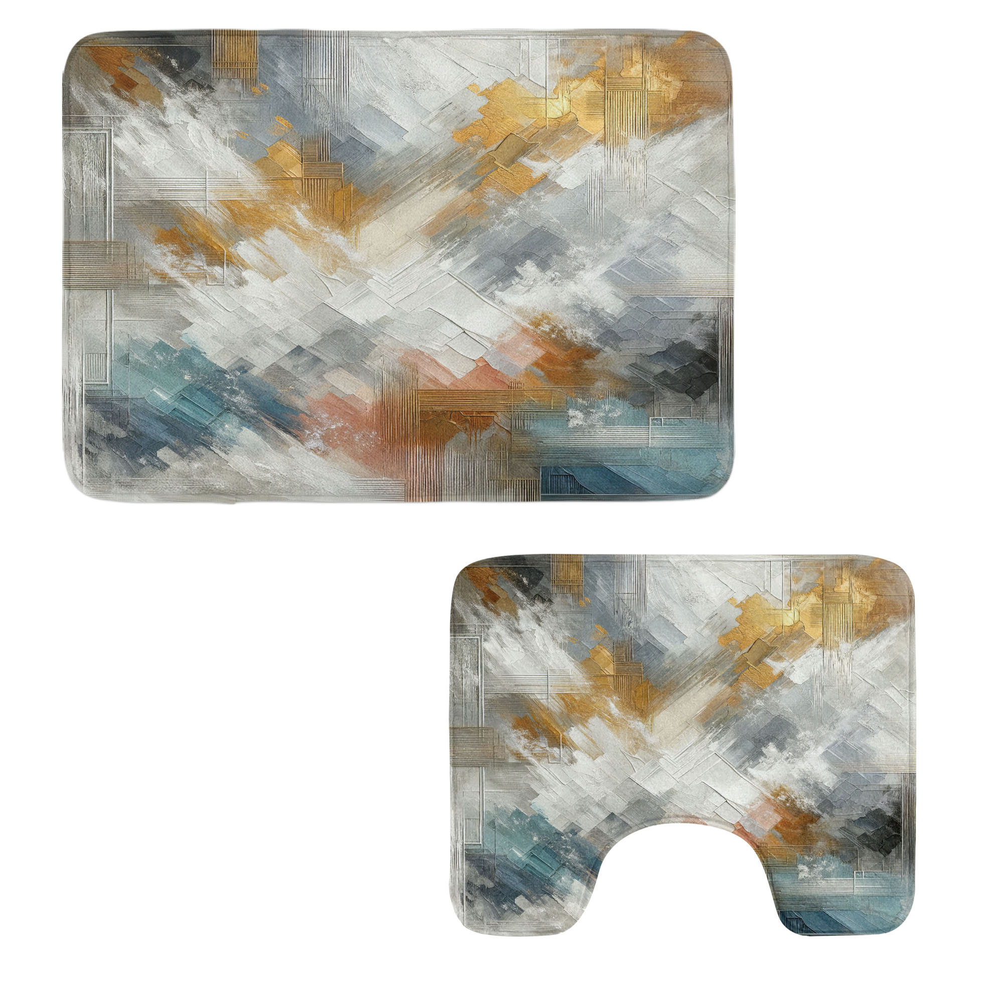 East Urban Home Abstract Bathroom Rug Set 2 Pieces Rectangle & Contour ...