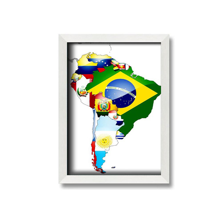 Williston Forge South America Flag Map - Single Picture Frame Art ...