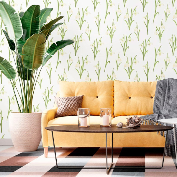 Gracie Oaks Madilyne Floral Snow Flakes 8.5' L x 24" W Peel and Stick ...