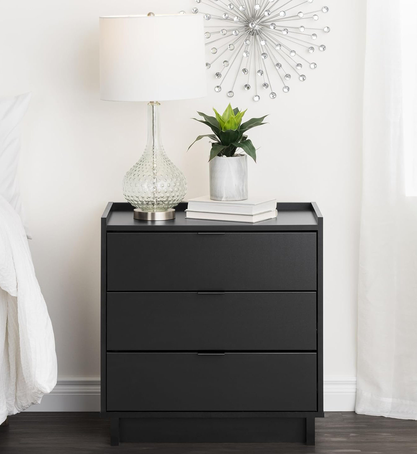 Latitude Run® Simple Design End Table with 3 Drawers Modern Nightstand ...