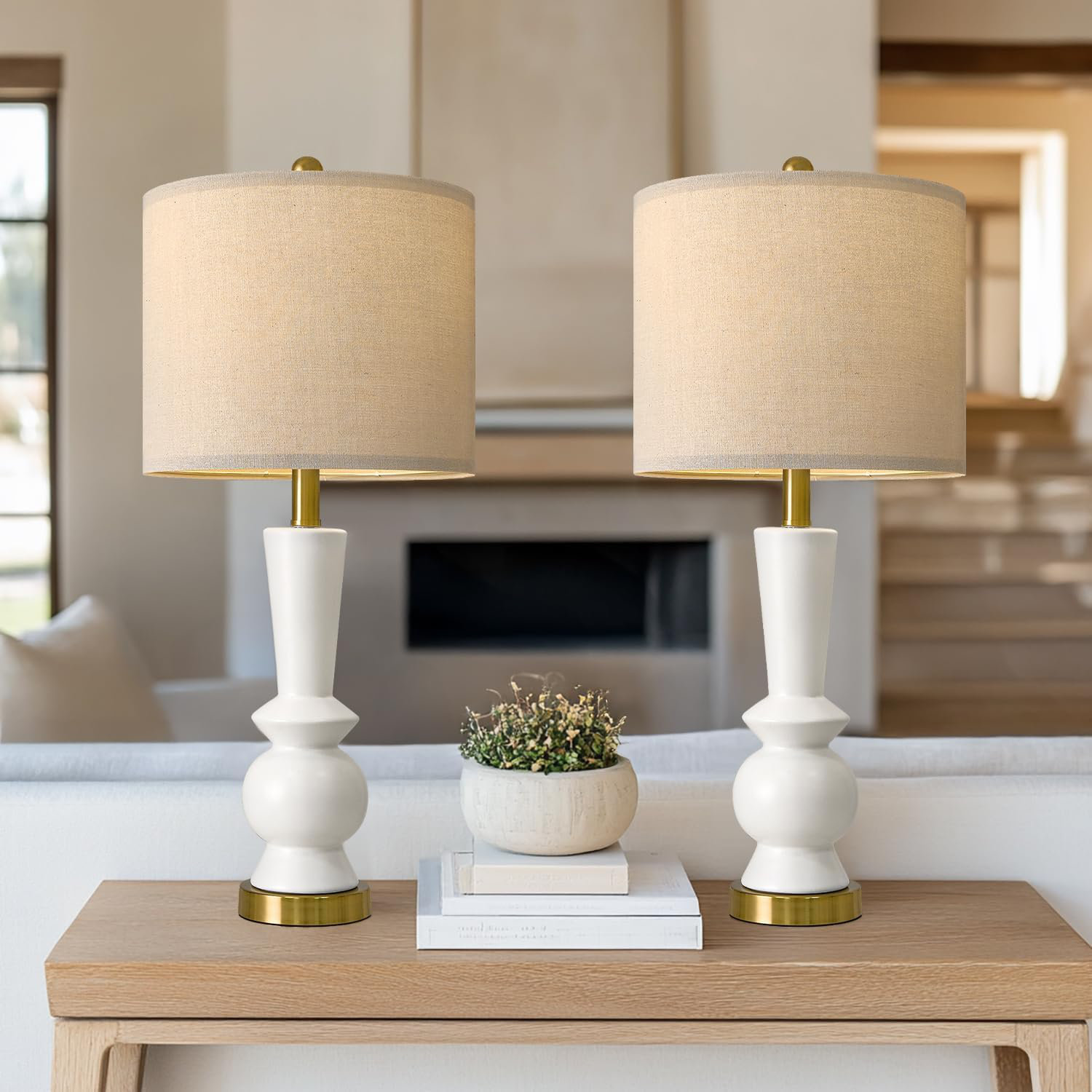 Rosdorf Park Modern Ceramic Table Lamps Set Of 2 - 27-Inch Tall ...