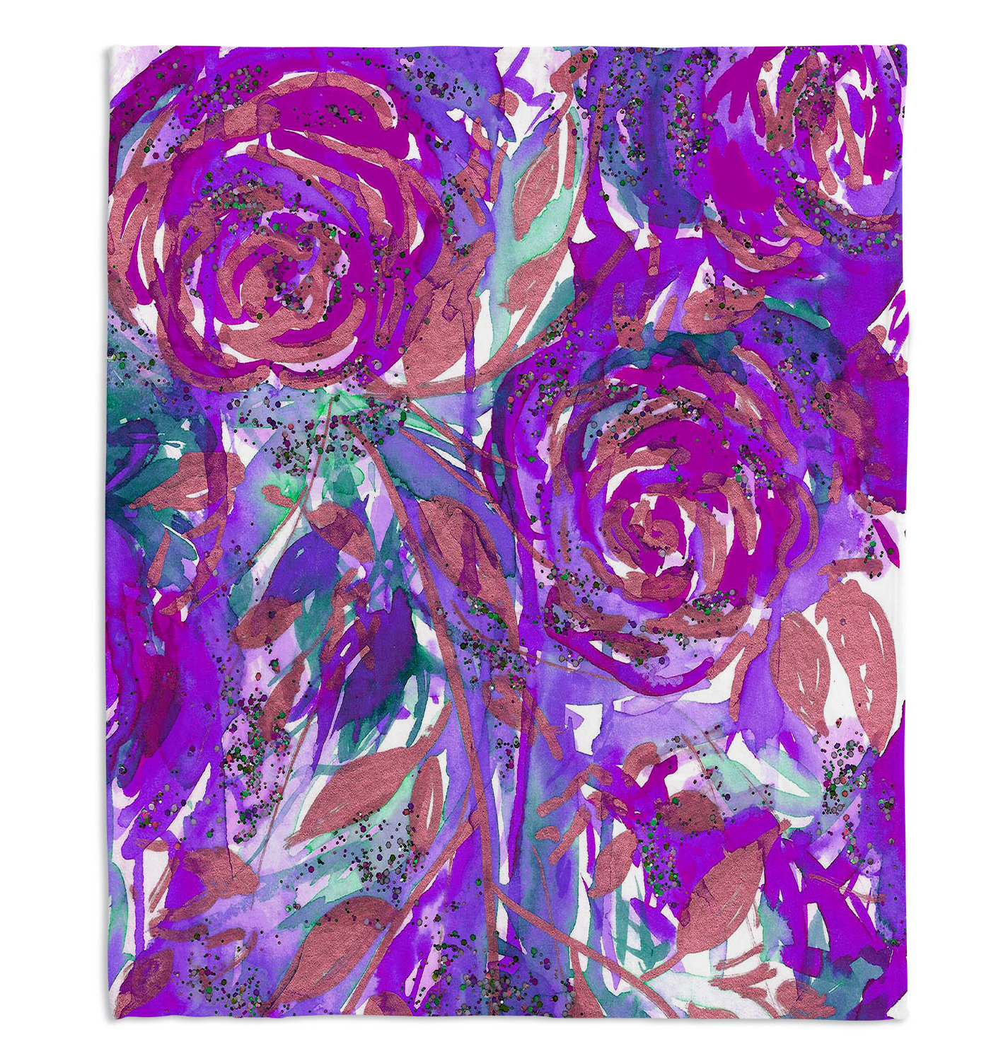 DiaNoche Designs Rose Combustion Plum Purple Soft Sherpa Throw | Wayfair