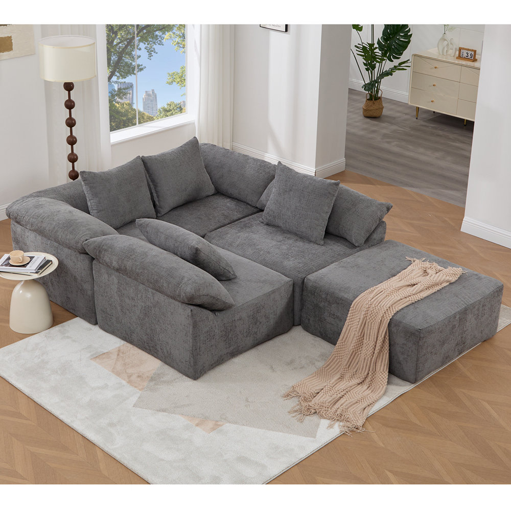 Latitude Run® 142" L Shaped Modular Sectional Sofa,No Assembly,5 Piece ...