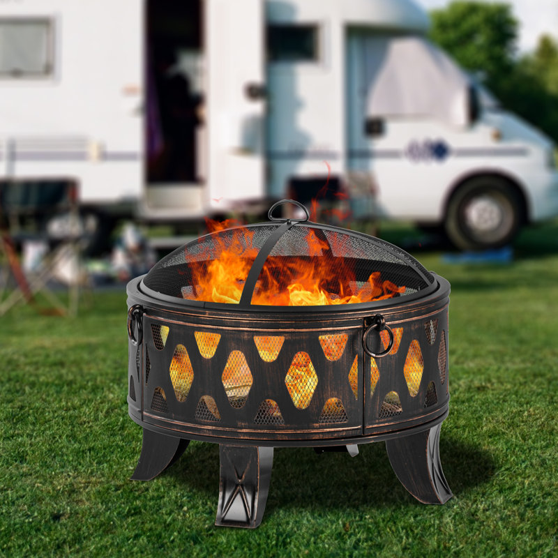 Red Barrel Studio® Wellard 23.2'' H x 26'' W Steel Wood Burning Outdoor ...