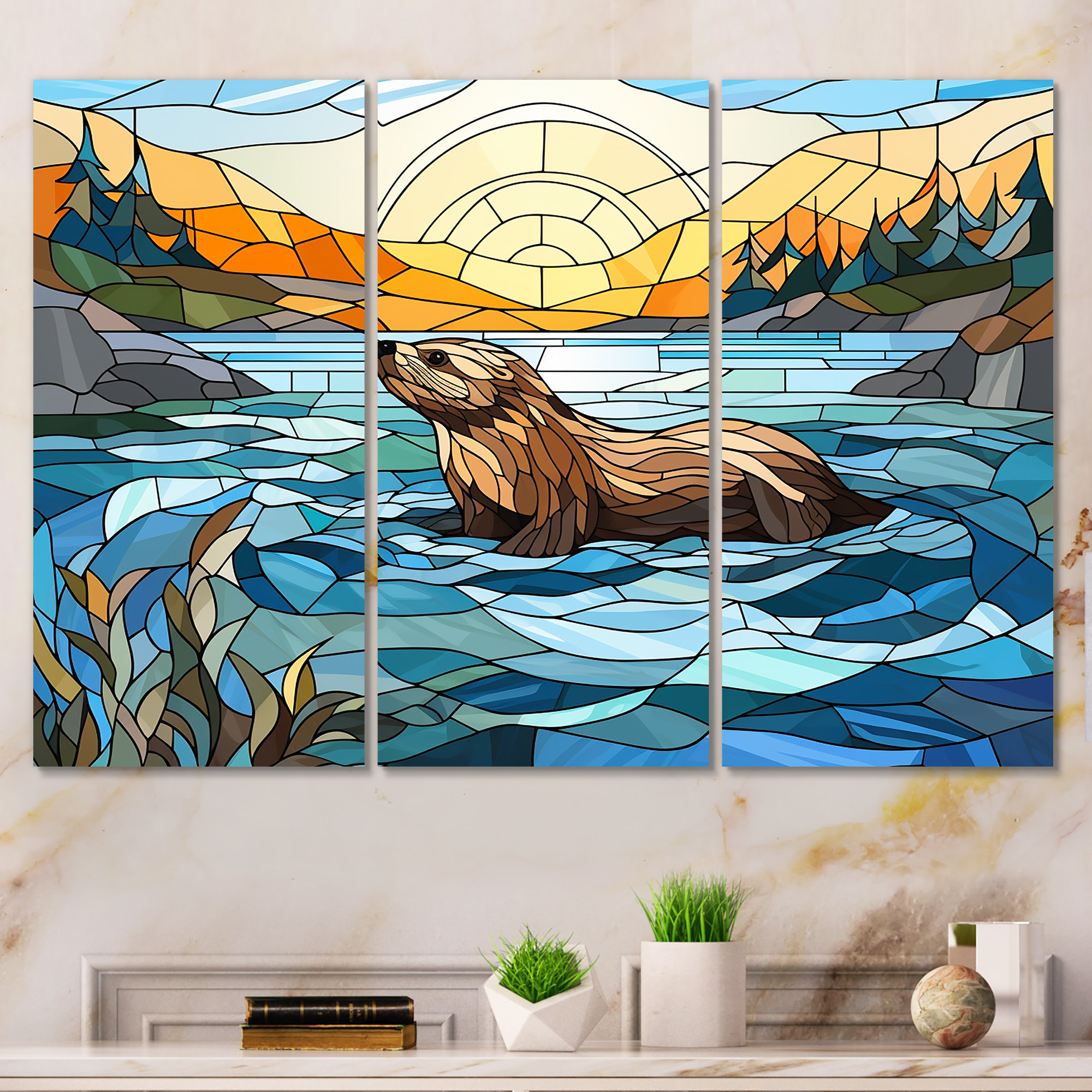 Millwood Pines Enchantaing Beaver Mosaic - Beaver Wall Art | Wayfair