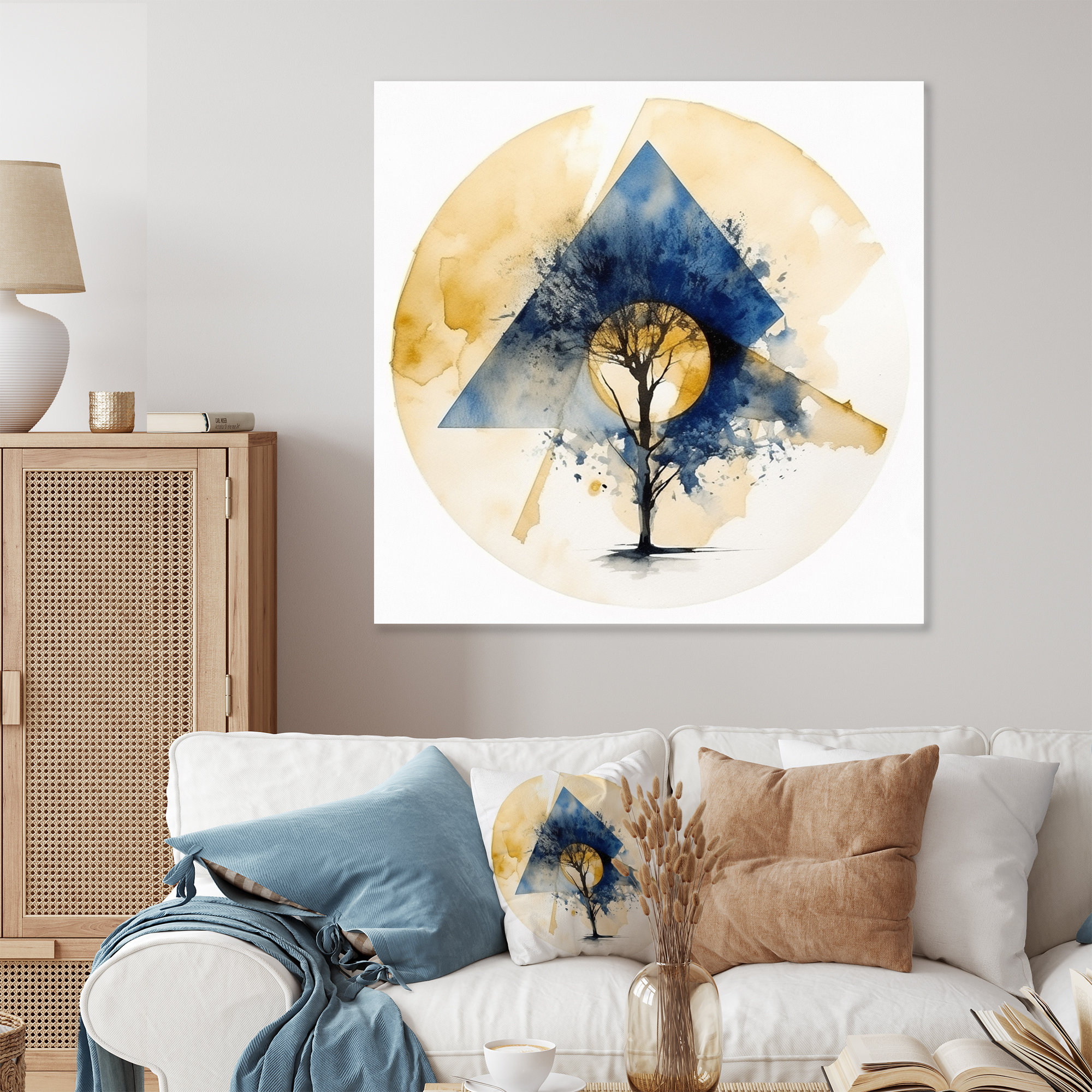 Dovecove Abstract Landscape Of Mountains Moon and Tree IV - Modern ...