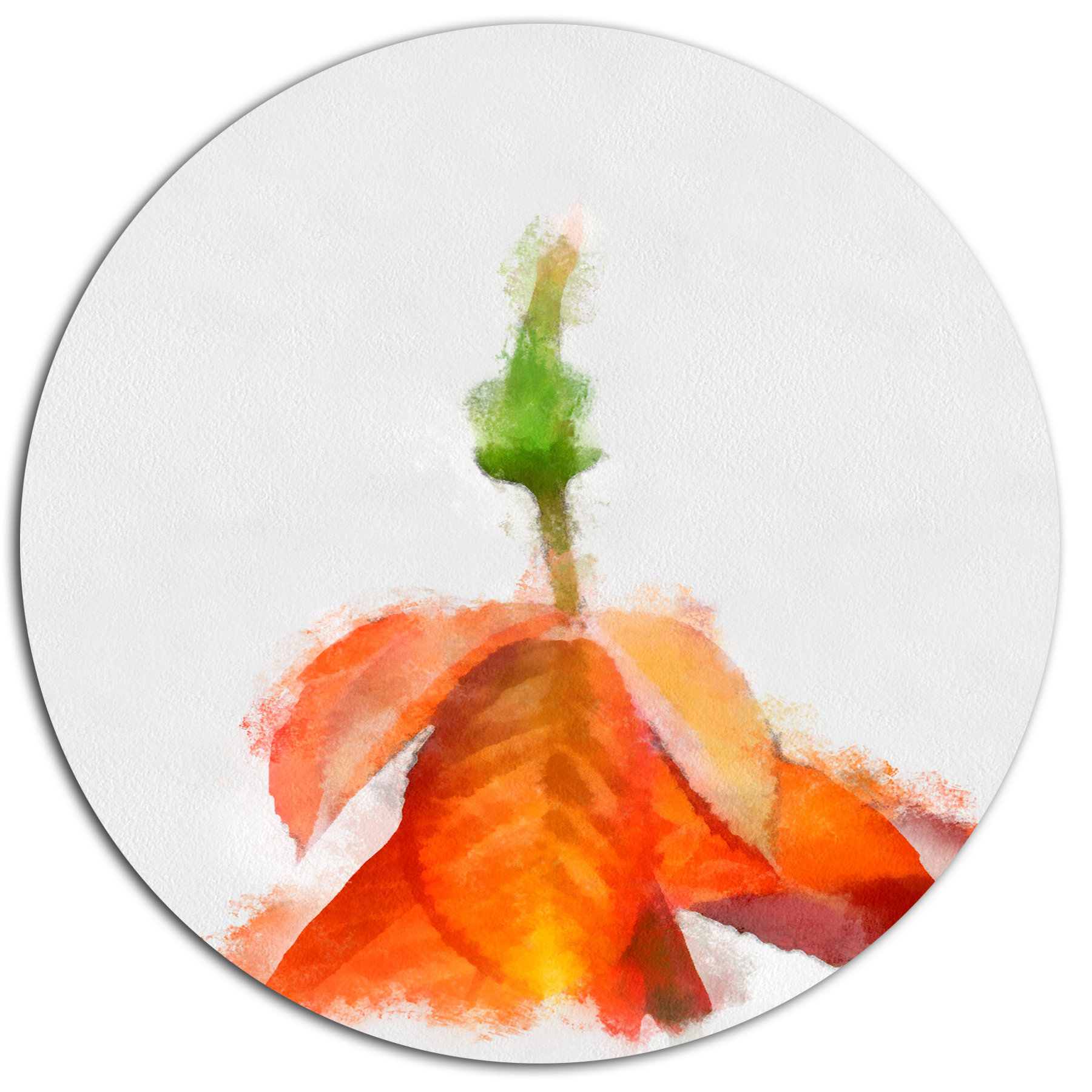 Design Art 'Rose Flower Stem with Shed Petals' Oil Painting Print on ...