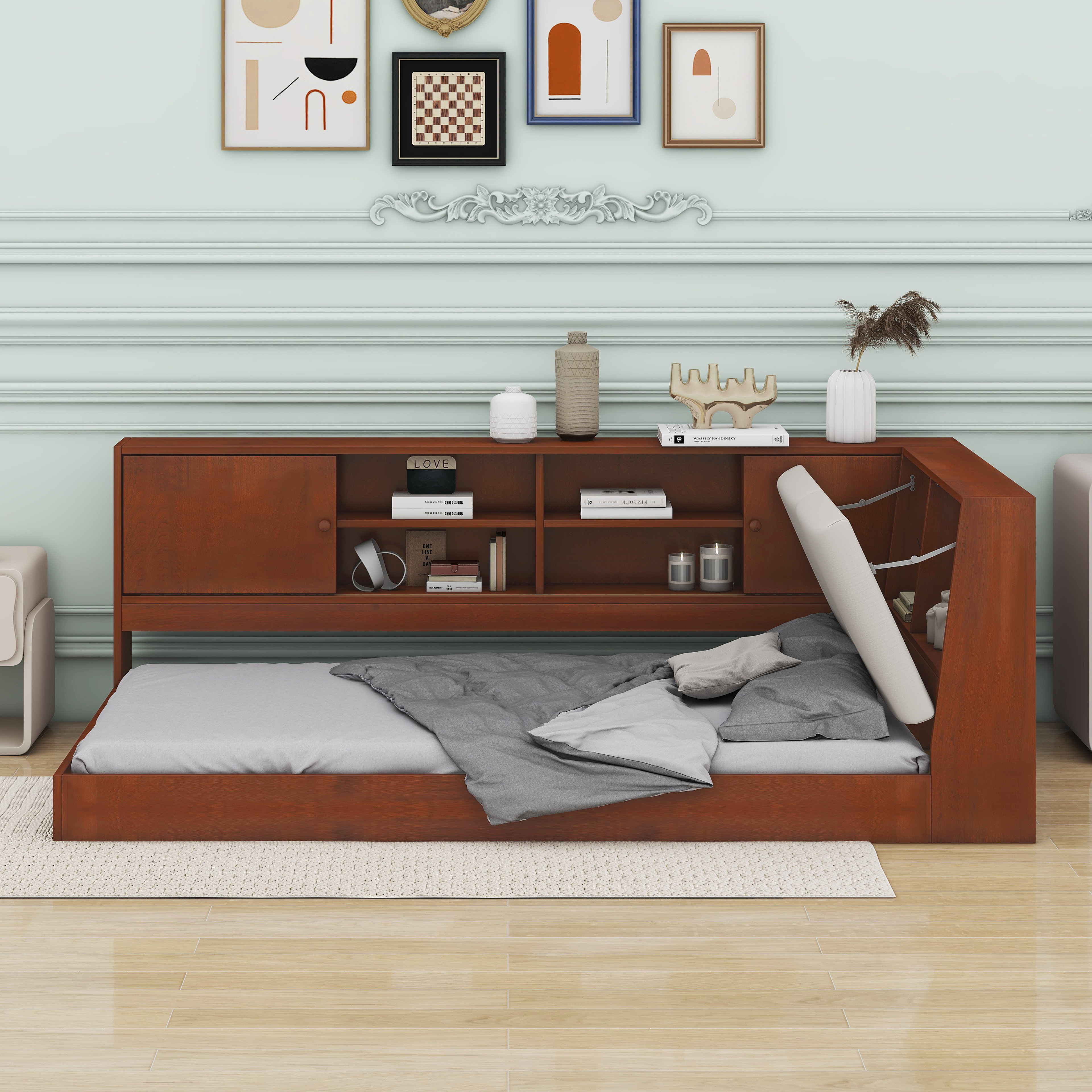 Lark Manor™ Heja Twin Size Wood Corner Bed Frame With Storage And ...