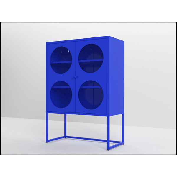 Hokku Designs Garonne Modern Blue Storage Cabinet with Doors ...