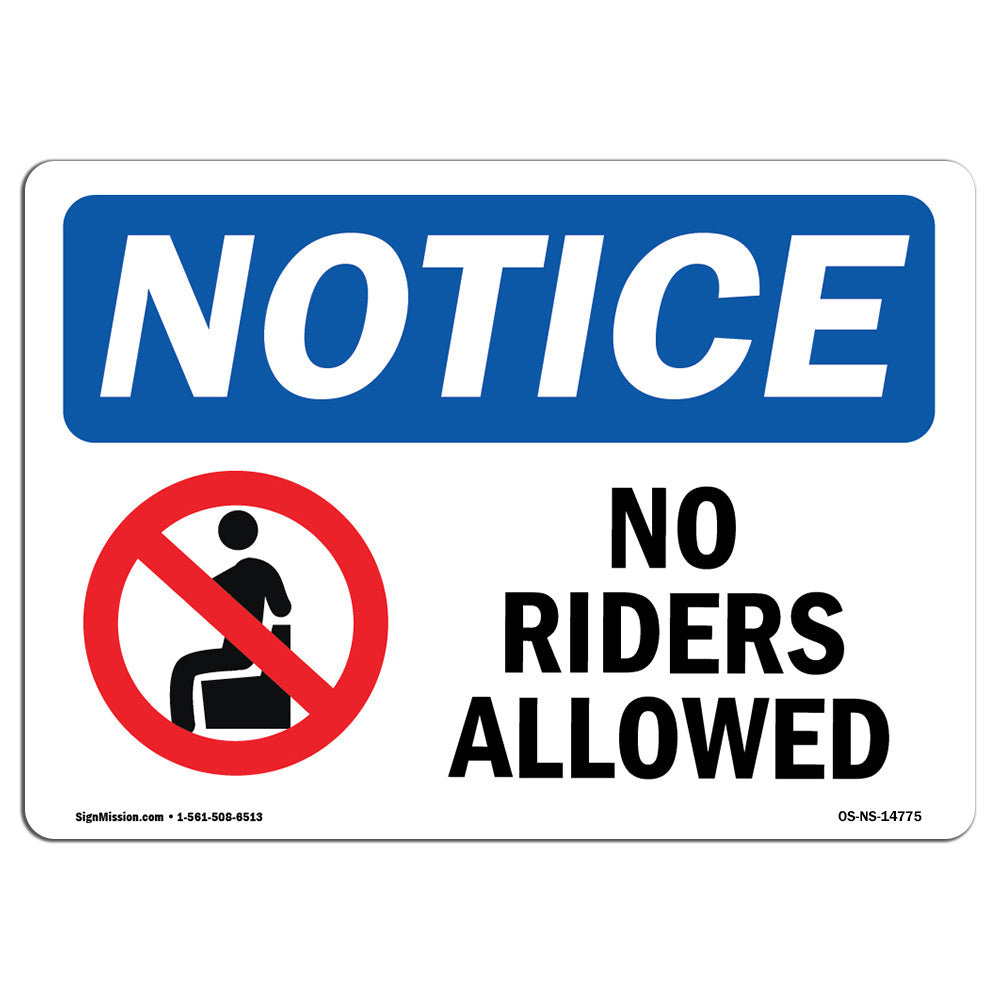 SignMission OSHA Notice - No Riders Allowed Sign With Symbol | Wayfair