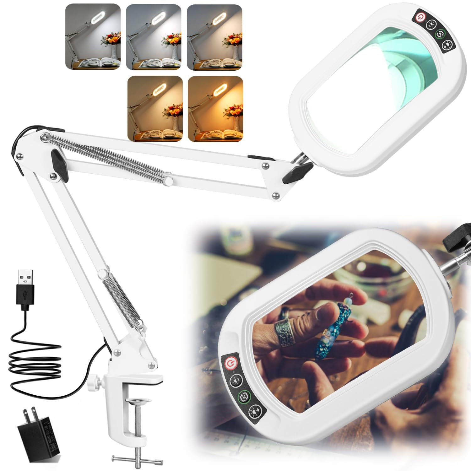 Ivy Bronx 10X Rectangle Magnifying Glass With Light, 5 Colour Modes ...