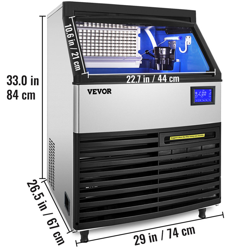 VEVOR 265 lb. Daily Production Clear Ice Freestanding Ice Maker ...