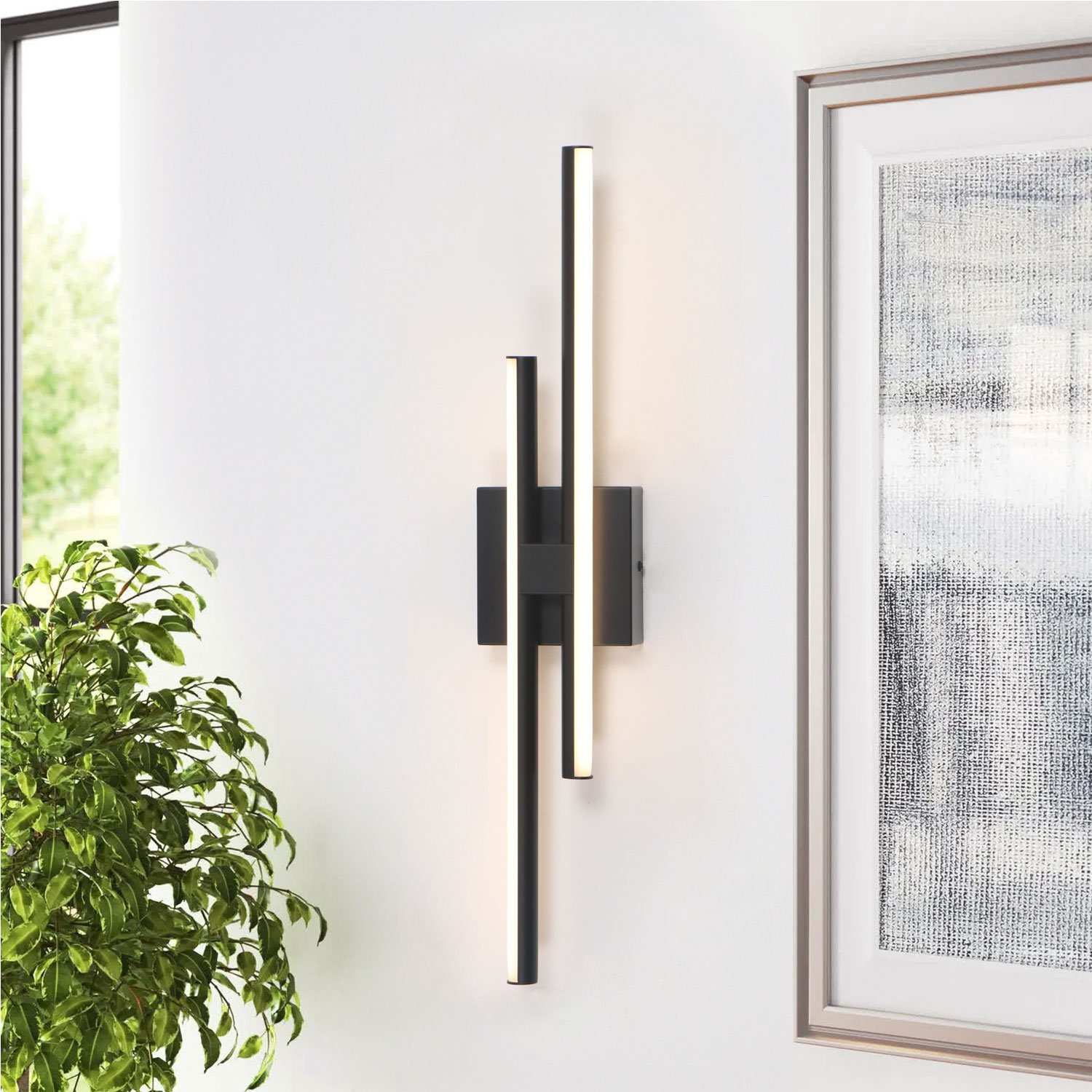 Wrought Studio™ Keyli 2-Light 24 Inch LED Vanity Light Bath Bar Dimmable Linear Wall Sconces ...