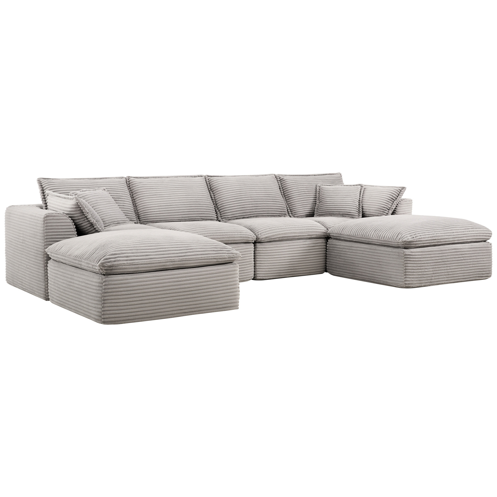 Latitude Run® Compressed Modular Sectional, U Shape, Ottomans, Corduroy ...