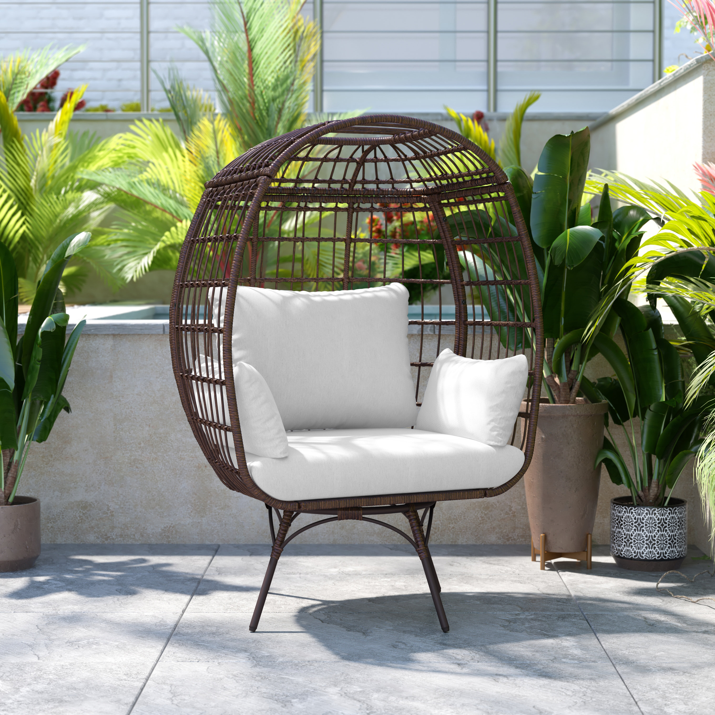 Gracie Oaks Tapasi Commercial Indoor/Outdoor Oversized Wicker Egg ...