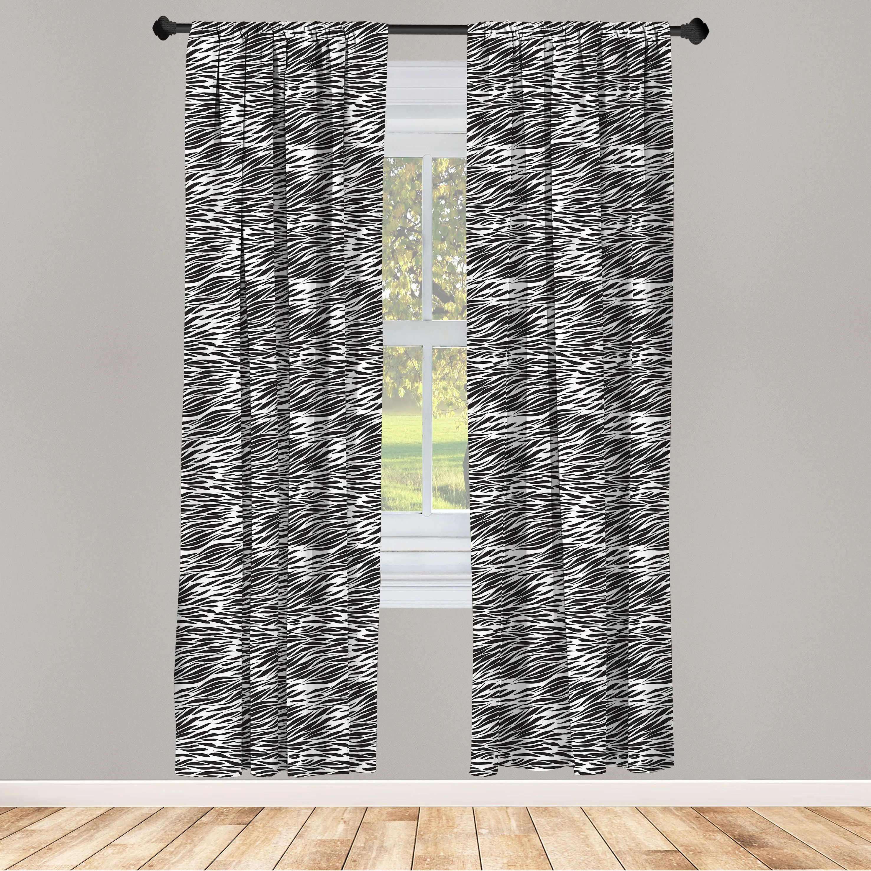 East Urban Home Zebra Print Abstract Semi-Sheer Rod Pocket Curtain ...