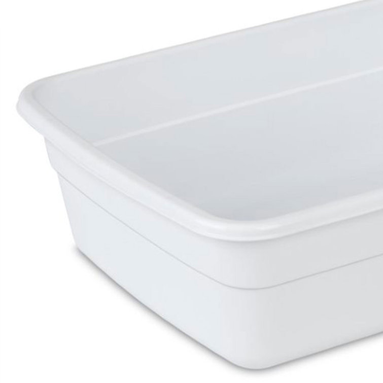 Sterilite Small Portable Rectangle Plastic 8 Qt Dish Pan Basin, White ...