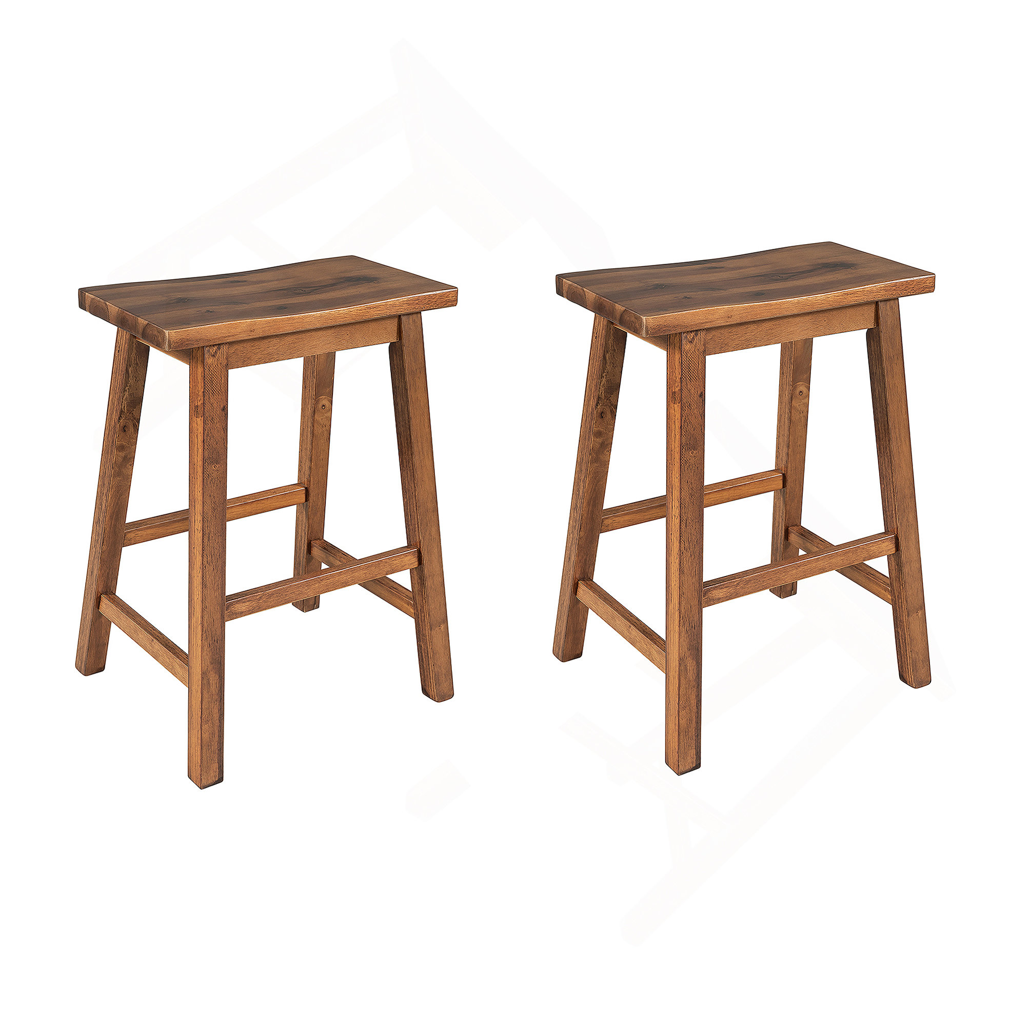 Millwood Pines Rustic 2-Piece Counter Height Wood Kitchen Dining Stools ...