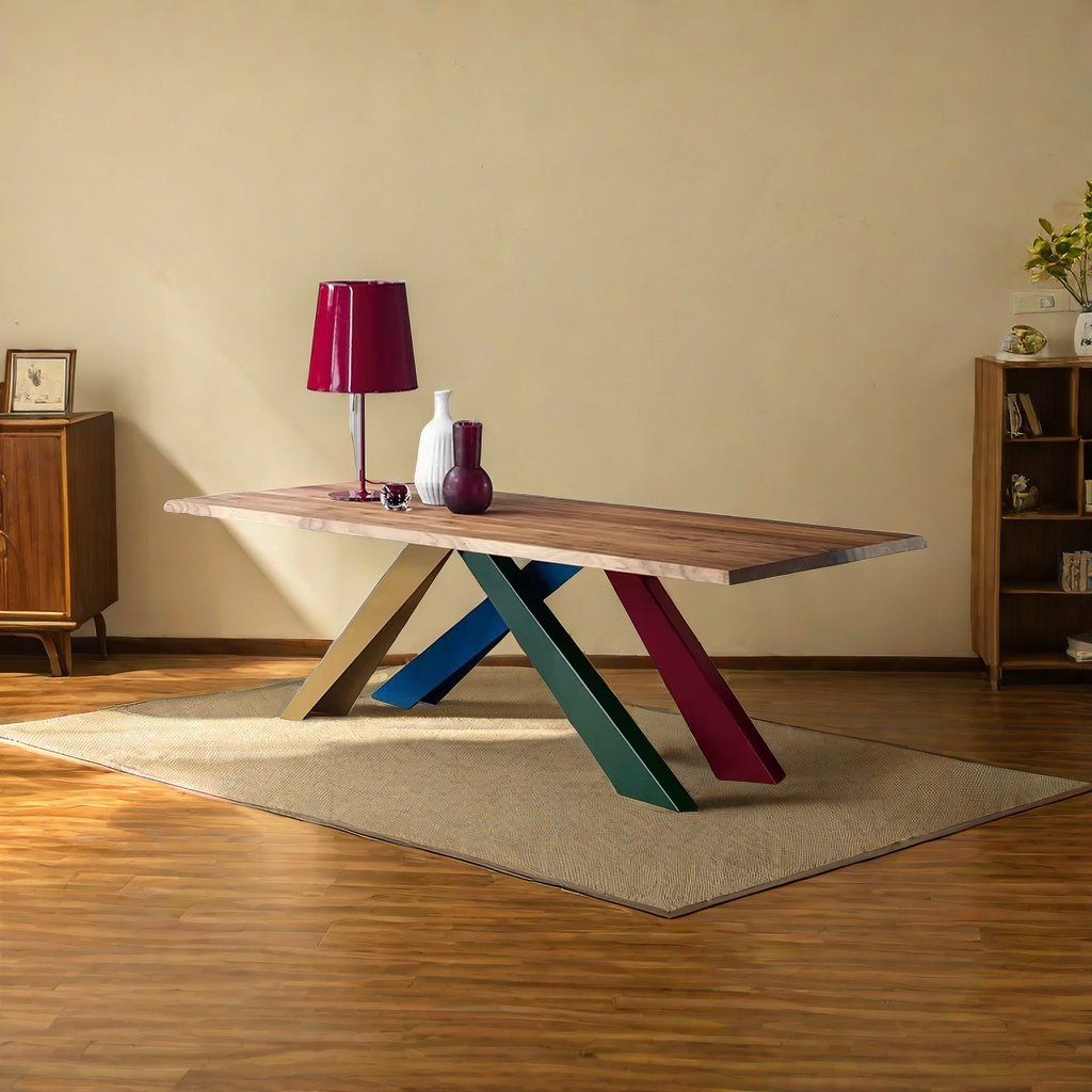 A Zoetic Home Table moderne en bois massif et en fer pour la maison ...