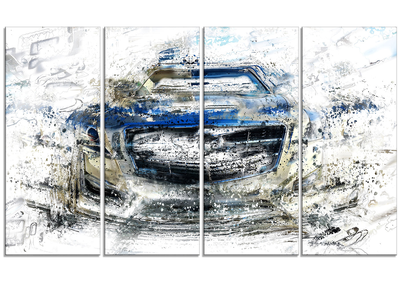 Ebern Designs 'Abstract Muscle Car' 4 Piece Graphic Art on Wrapped ...