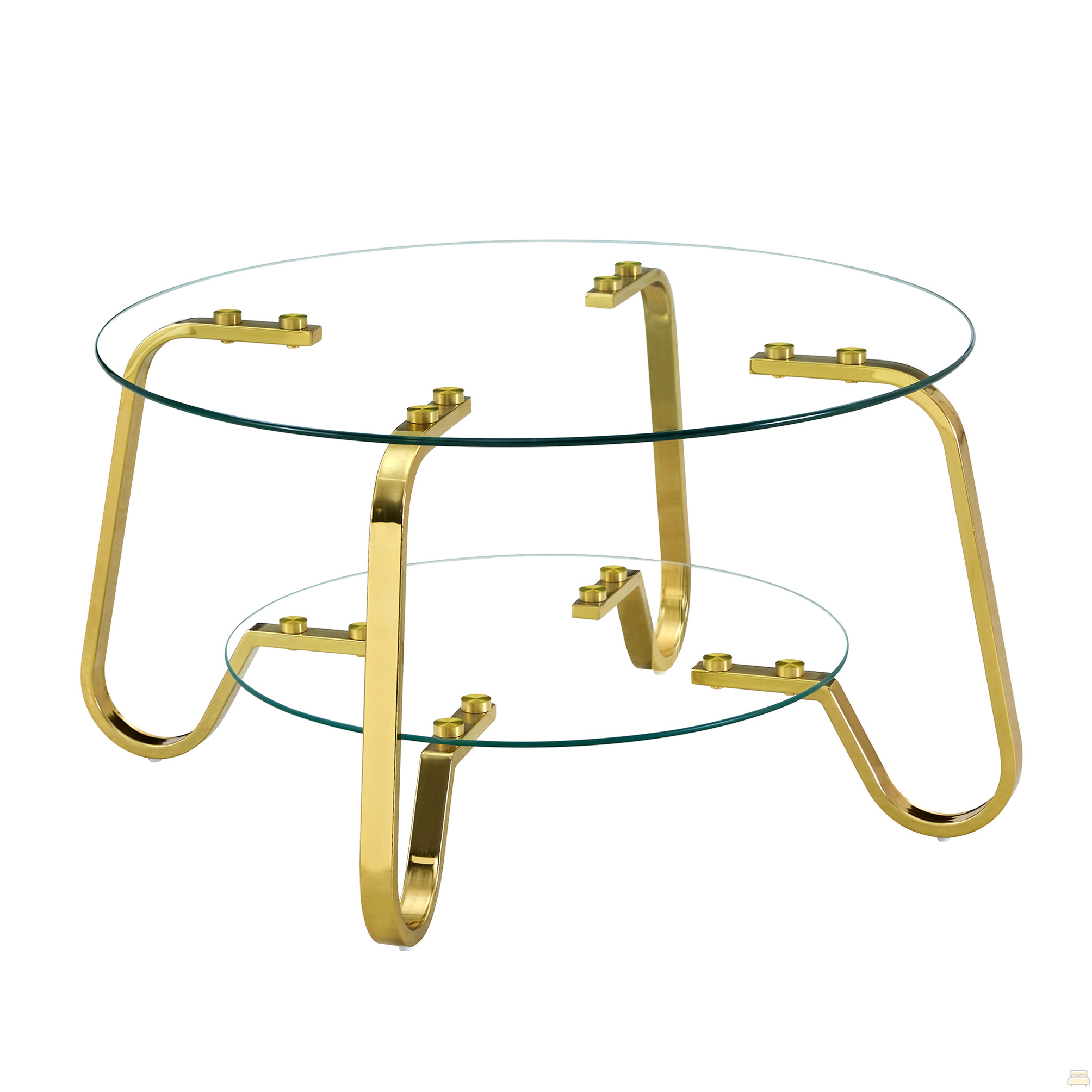 Ivy Bronx Metal Frame Double-Layer Tempered Glass Coffee Table | Wayfair