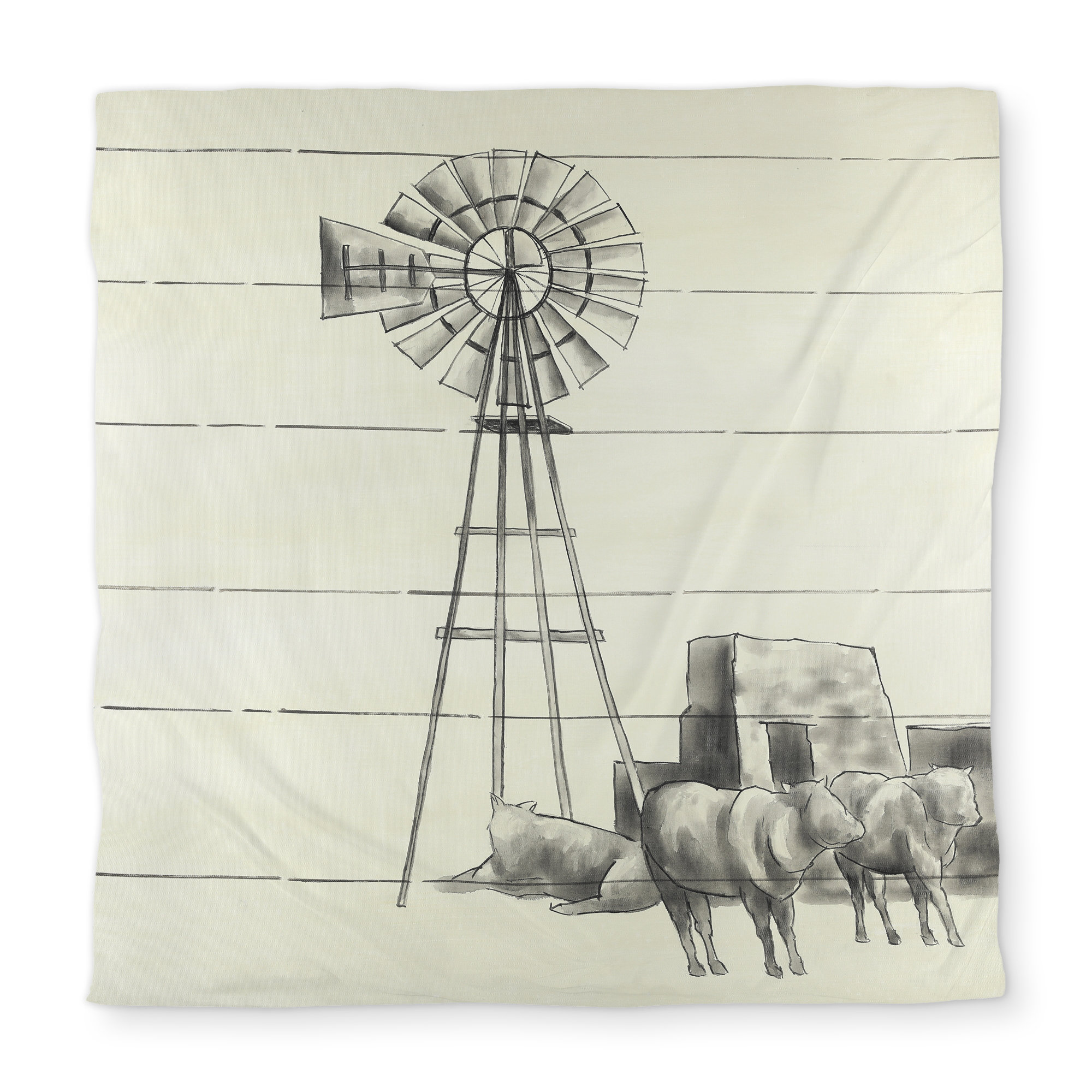 Begin Edition International Inc. Vintage Old Texas Windmill Beige Duvet ...