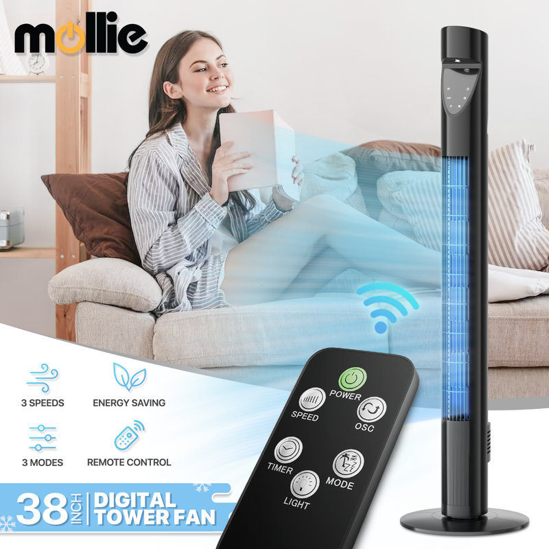 MoNiBloom 38" Oscillating Fan Tower Fan with Remote, Bladeless Standing ...
