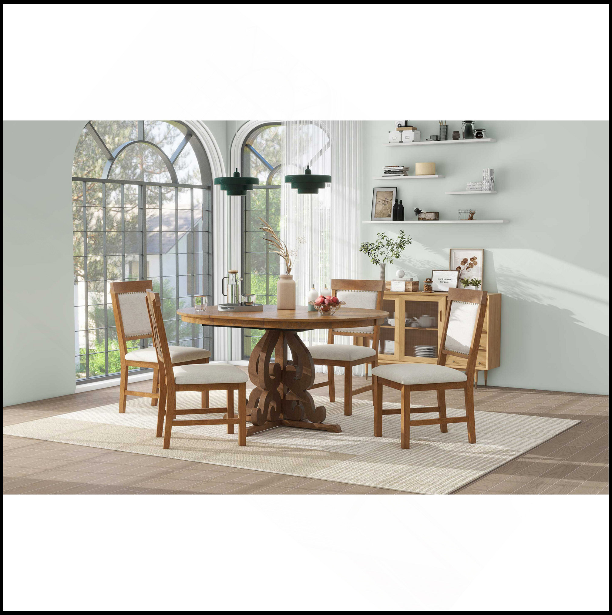 Red Barrel Studio 5-Piece Retro Functional Dining Set, 1 Extendable ...