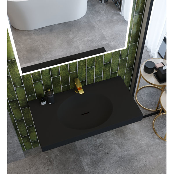 CastelloUSA Darleen 36" Solid Surface Thin Rectangular Wall Mount ...