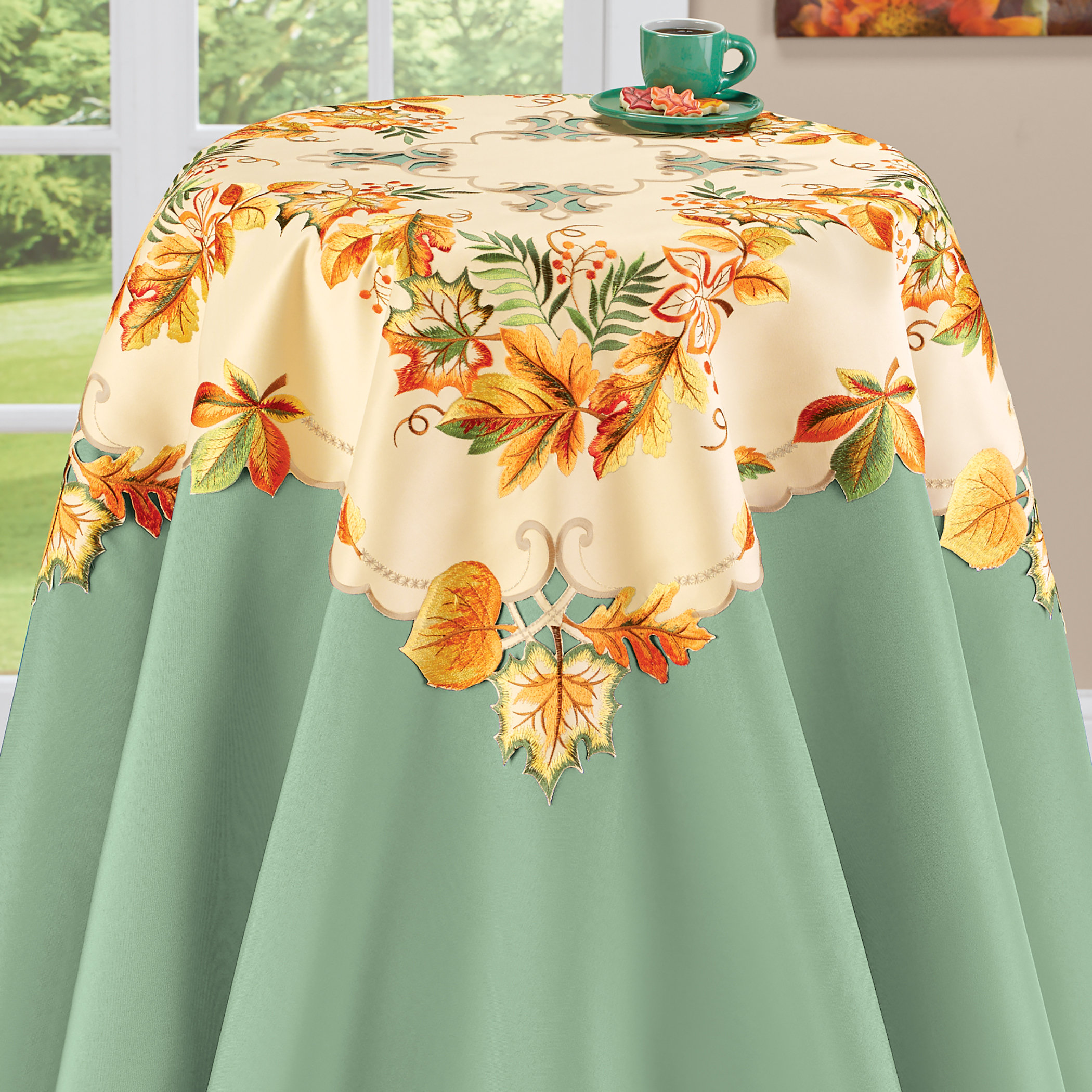 August Grove® Lovely Leaves Embroidered Table Linens | Wayfair
