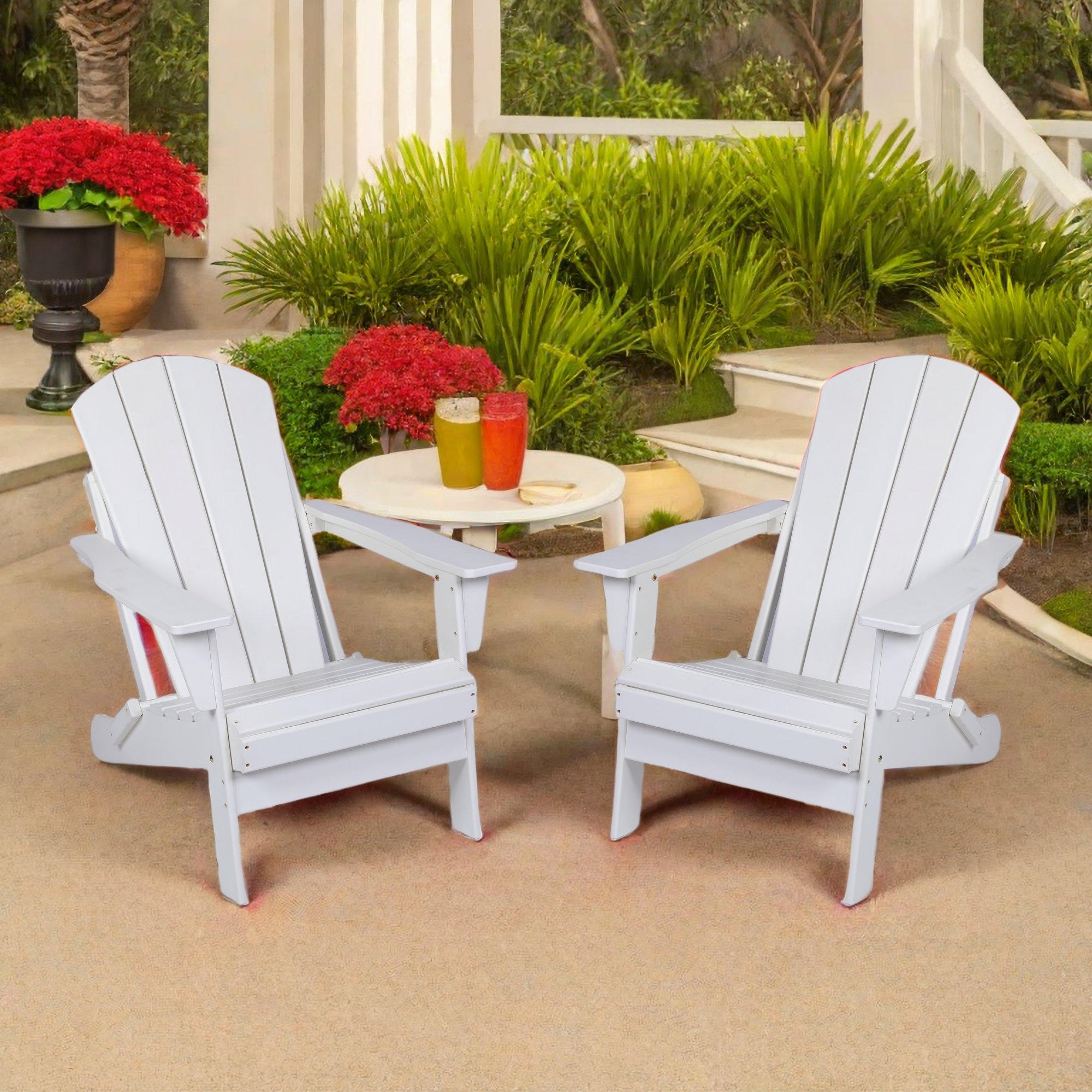 Highland Dunes 1 piece Folding Adirondack Chair, Relaxing Stackable Arm ...
