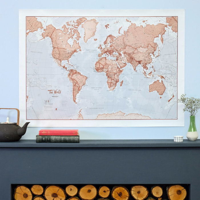 Maps International 33'' W x 23'' H Dry Erase And Laminated World Map ...