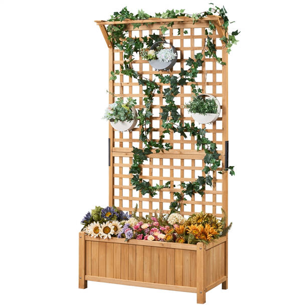 Arlmont & Co. Direen Wood Planter Box with Trellis | Wayfair