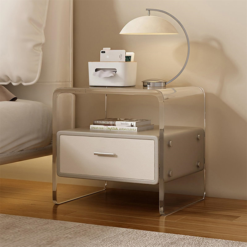 Ivy Bronx Acrylic Coffee Table, Transparent Side Table With Drawer ...