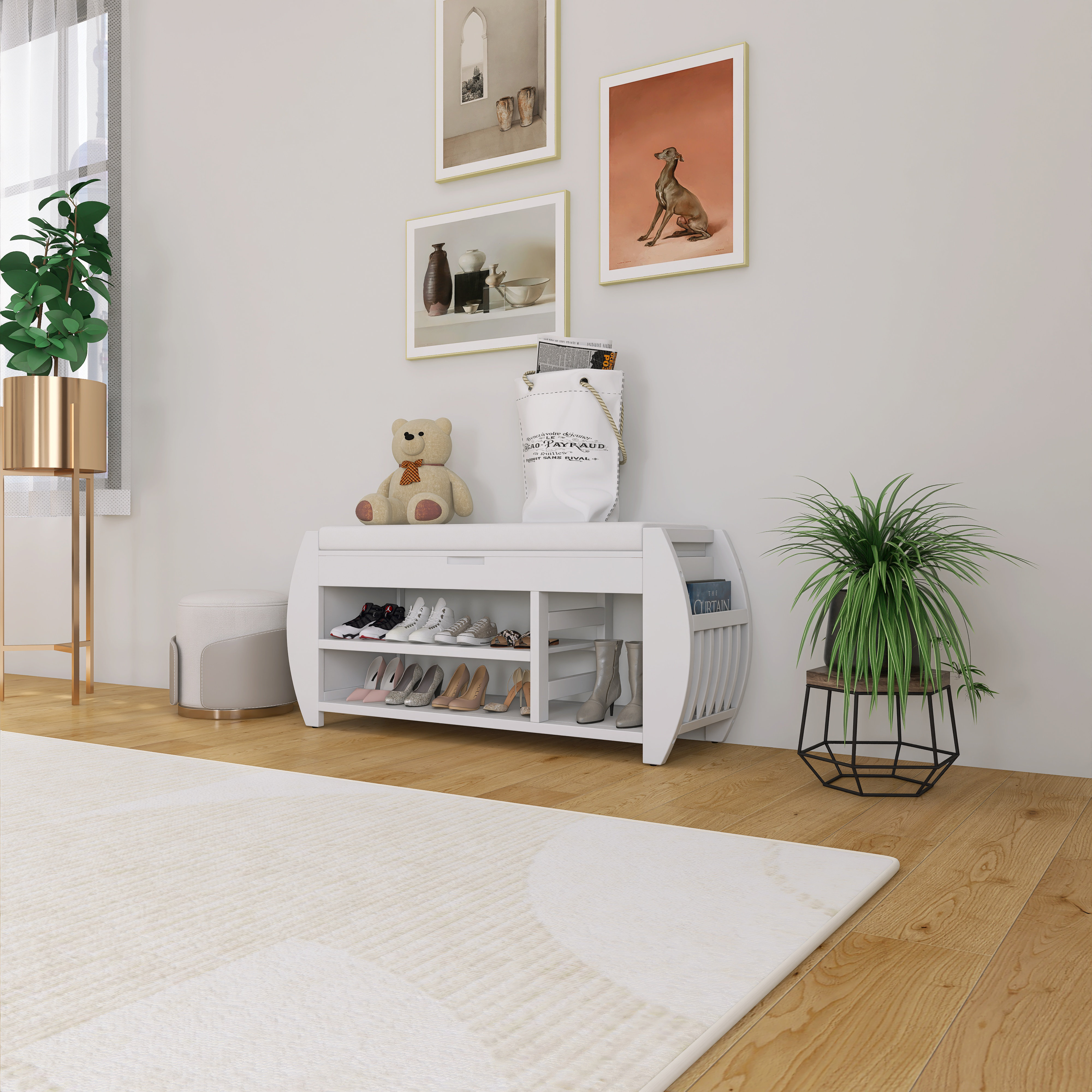 Red Barrel Studio® Retro Multifunctional Storage Bench With Cushion And ...