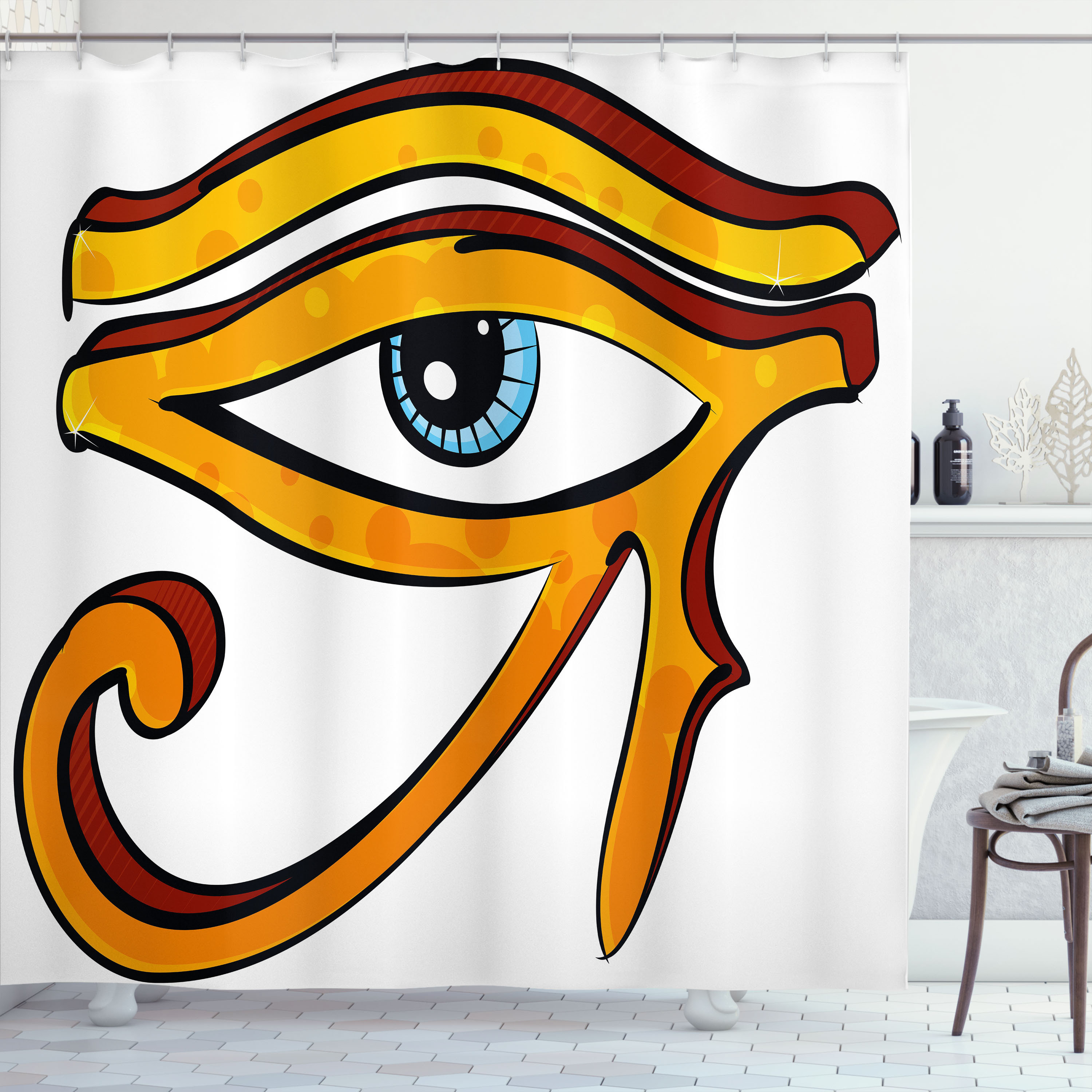 East Urban Home Eye Shower Curtain Eye Shape Egyptian Pale Blue Orange ...