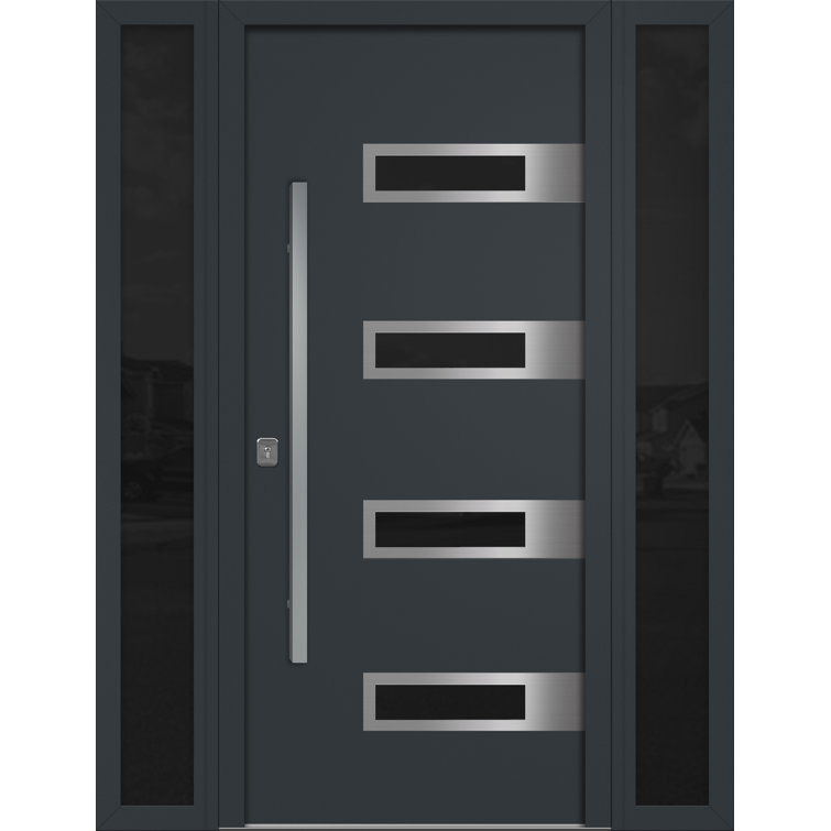 Nova Hardware Modern Exterior Entry Steel Door 36in x 80in - Inox S4 ...