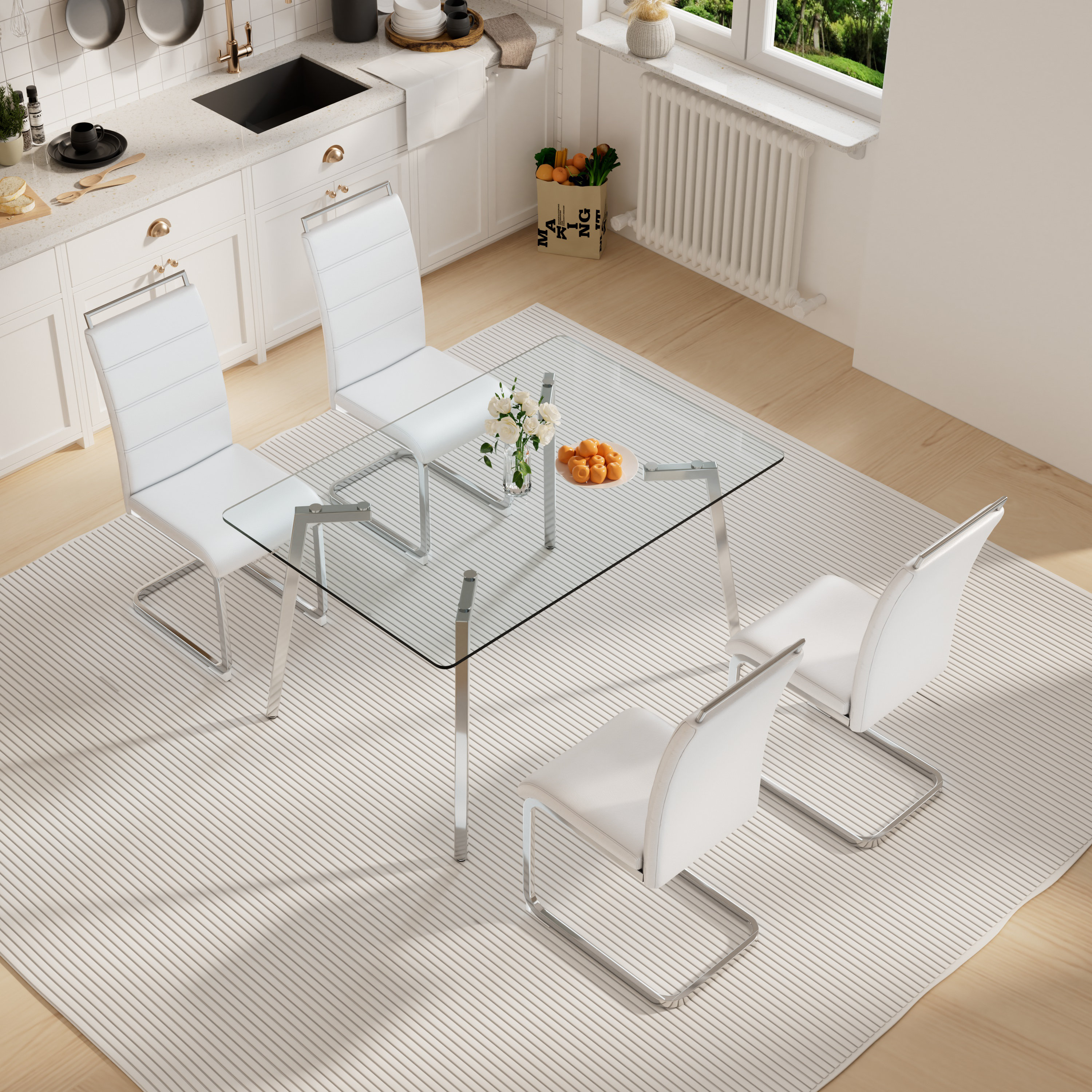Ivy Bronx Lashya Rectangular 53'' L x 31.5'' W Restaurant Dining Set ...