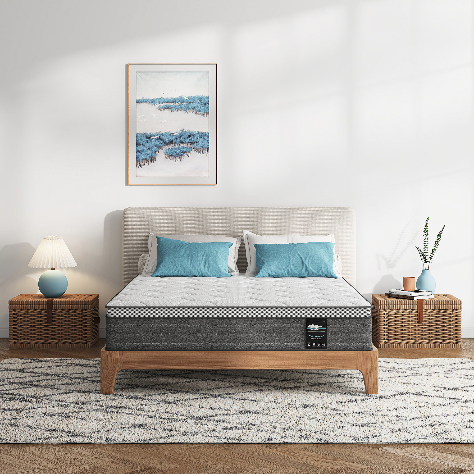 Serweet 8 Inch Hybrid Memory Foam Mattress With Fiberglass Free For ...