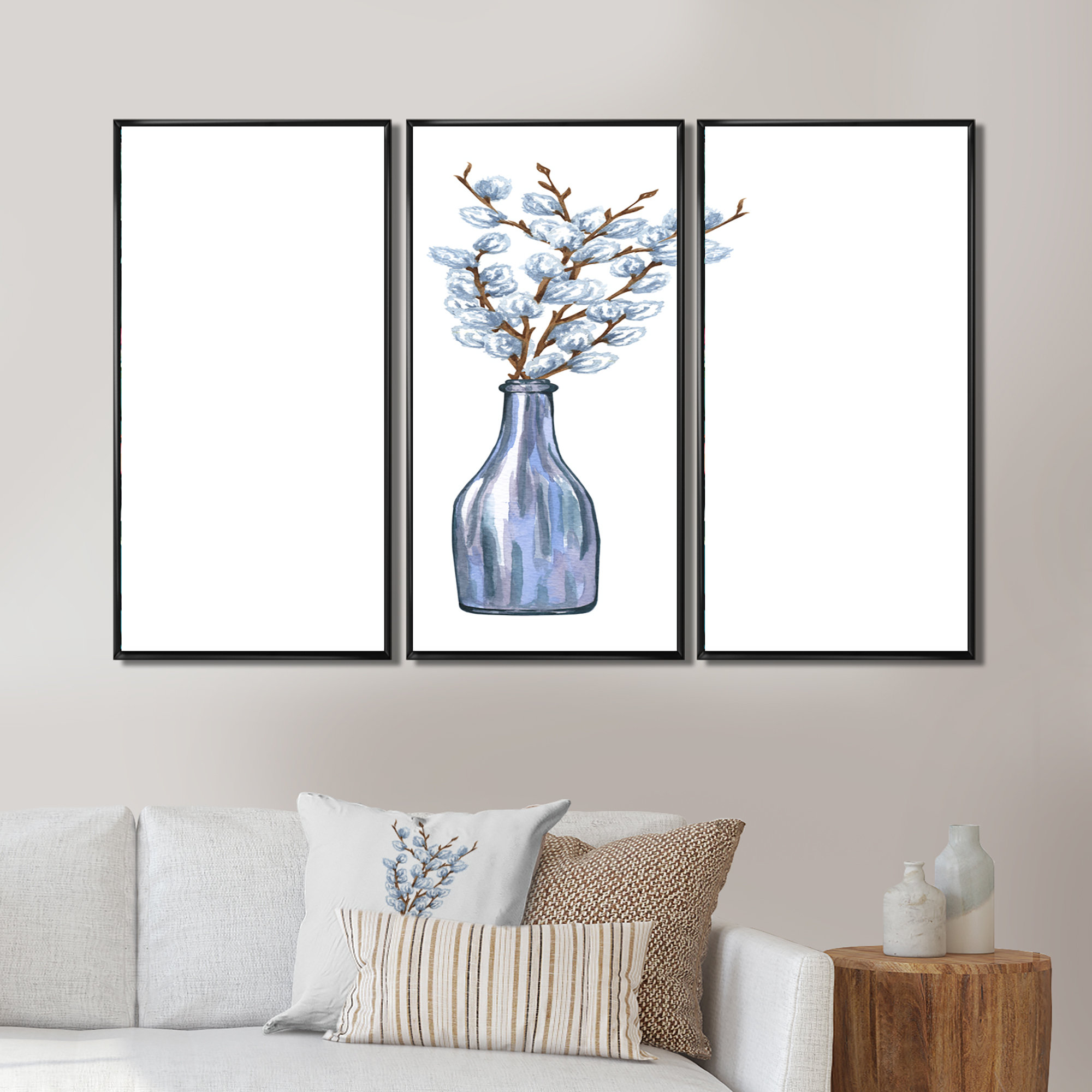 Winston Porter Bunch Of Pussy Willow Twigs II - Farmhouse Framed Canvas ...
