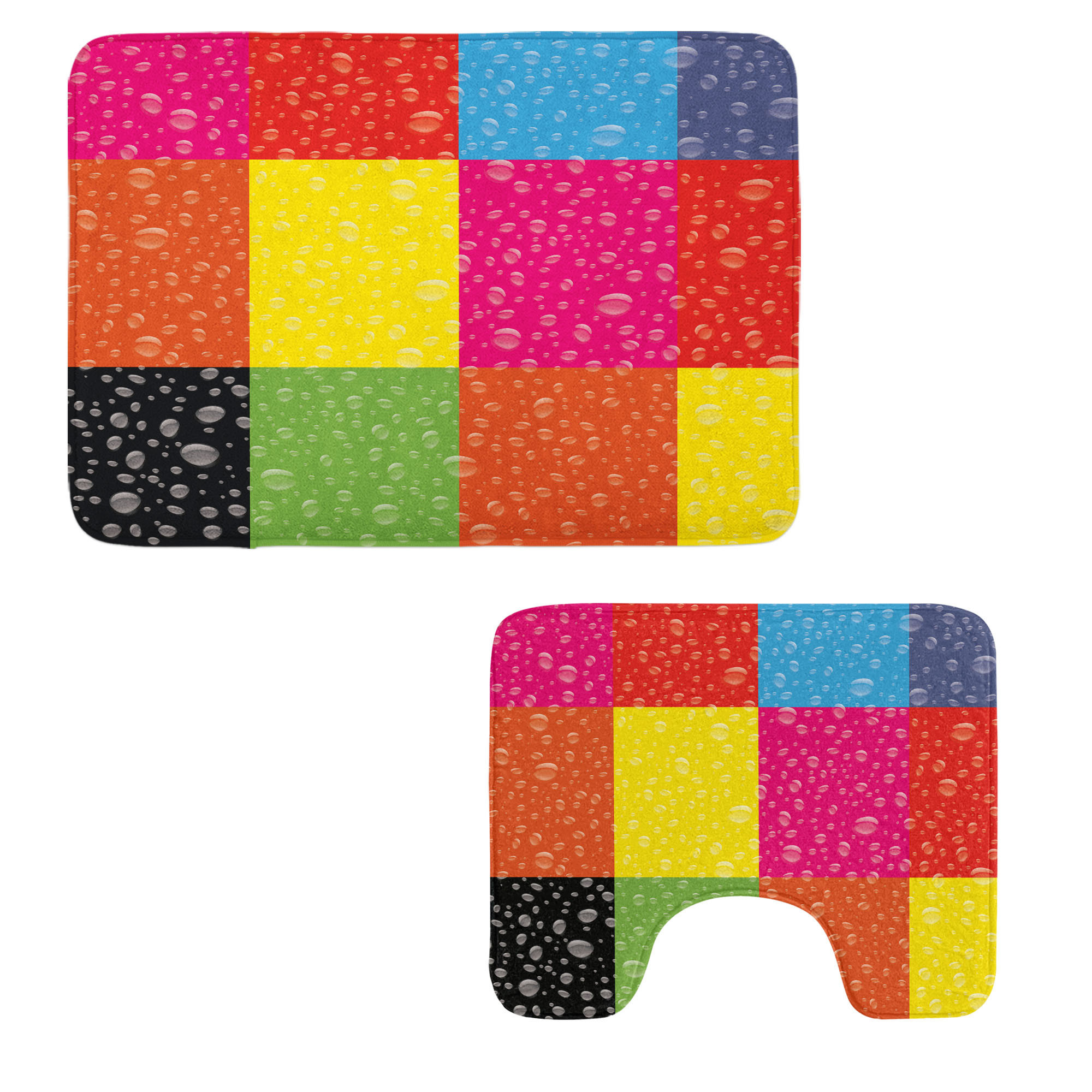 East Urban Home Colorful Bathroom Rug Set 2 Pieces Rectangle & Contour ...
