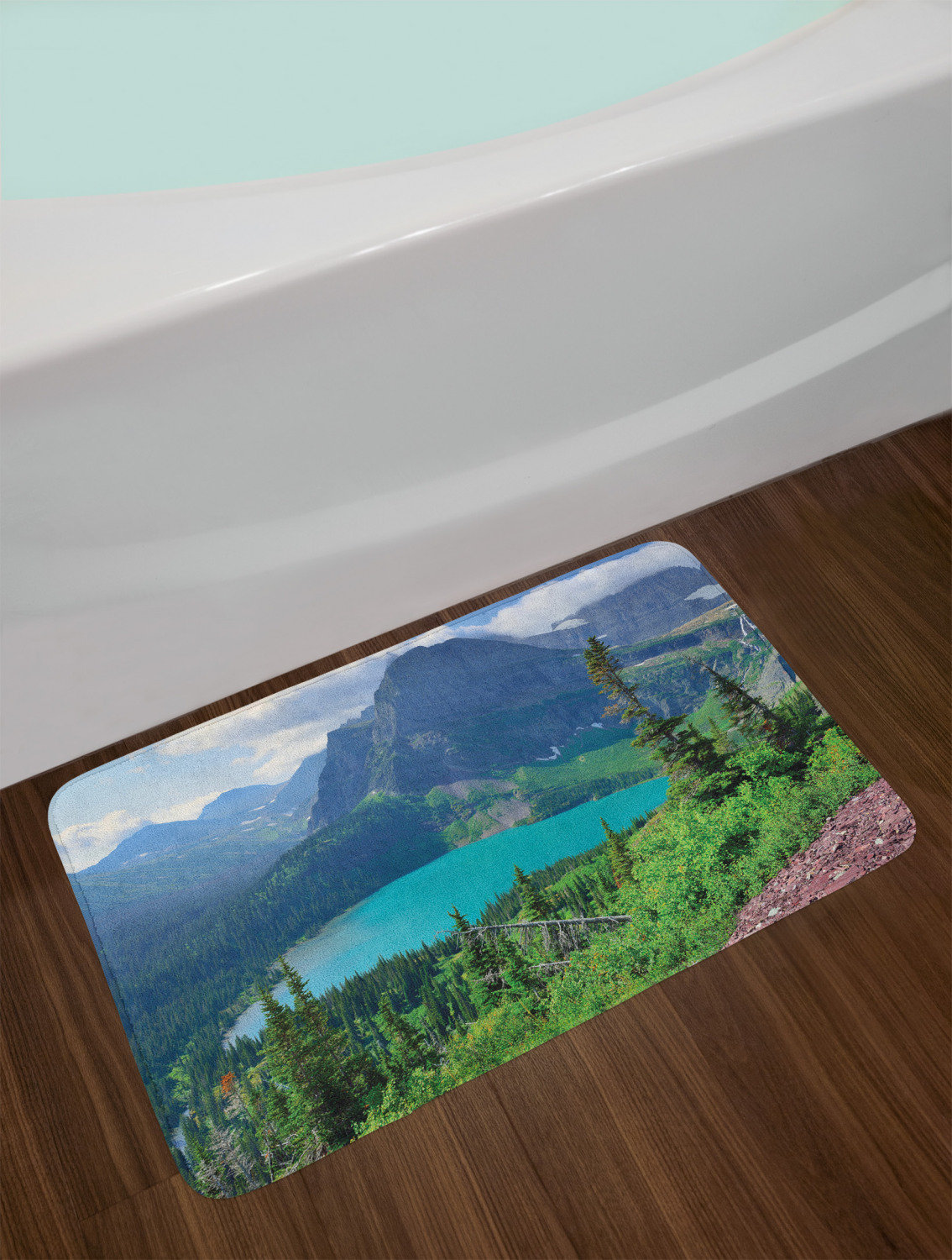 East Urban Home Outdoor Scene with Grinnell Lake and Mountains Summer ...