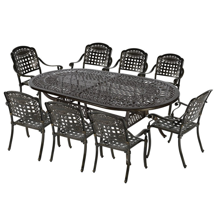VIVIJASON 8 - Person Oval Outdoor Dining Set & Reviews - Wayfair Canada