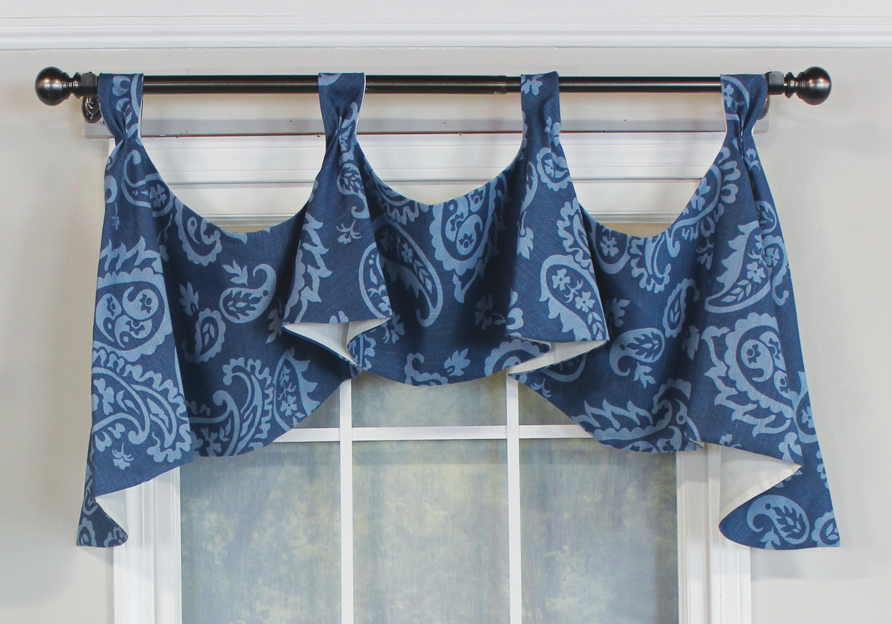 RLF Home Cotton Swag 60" Window Valance in Blue | Wayfair