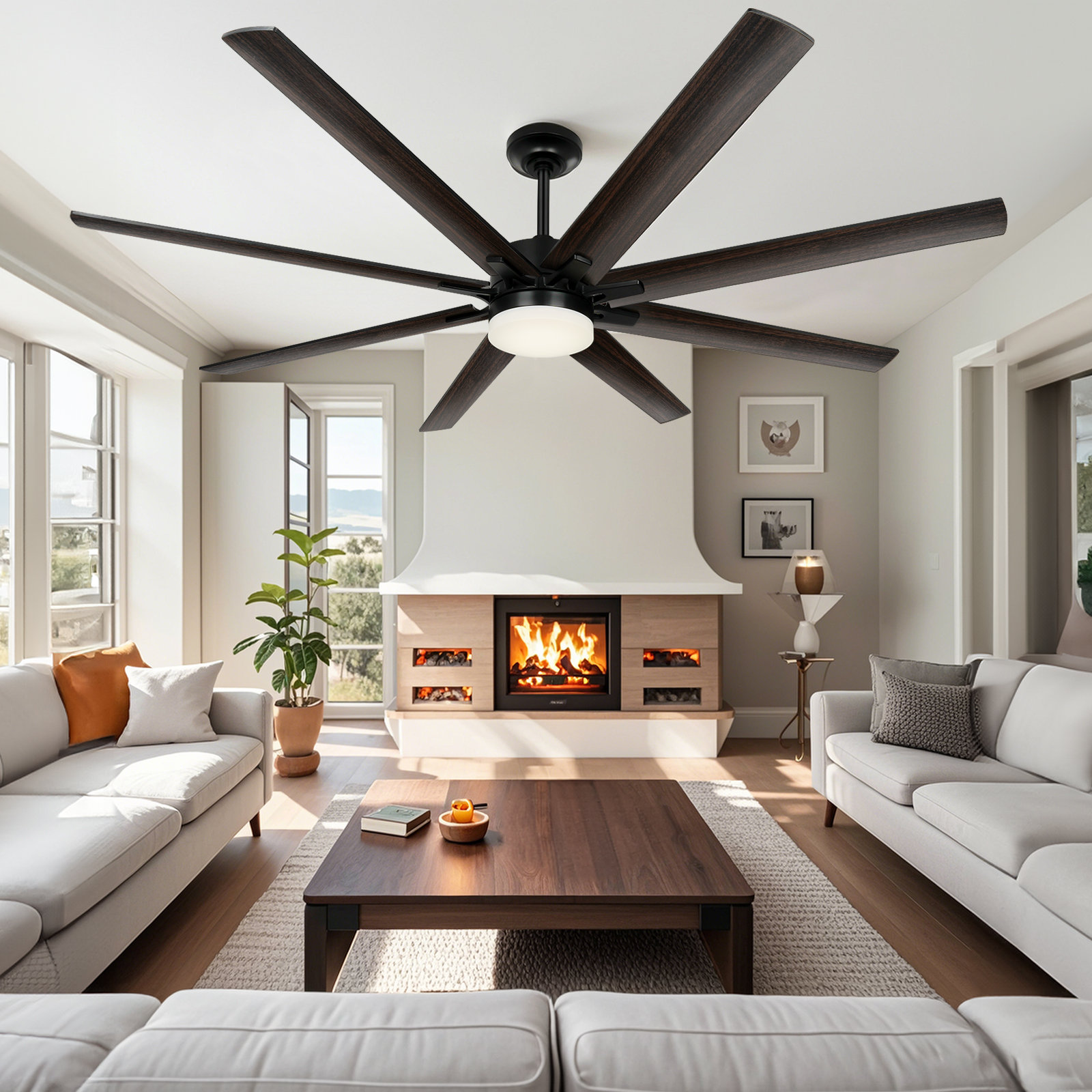 Latitude Run® 72 In. Indoor Black Large Industrial Ceiling Fans With ...
