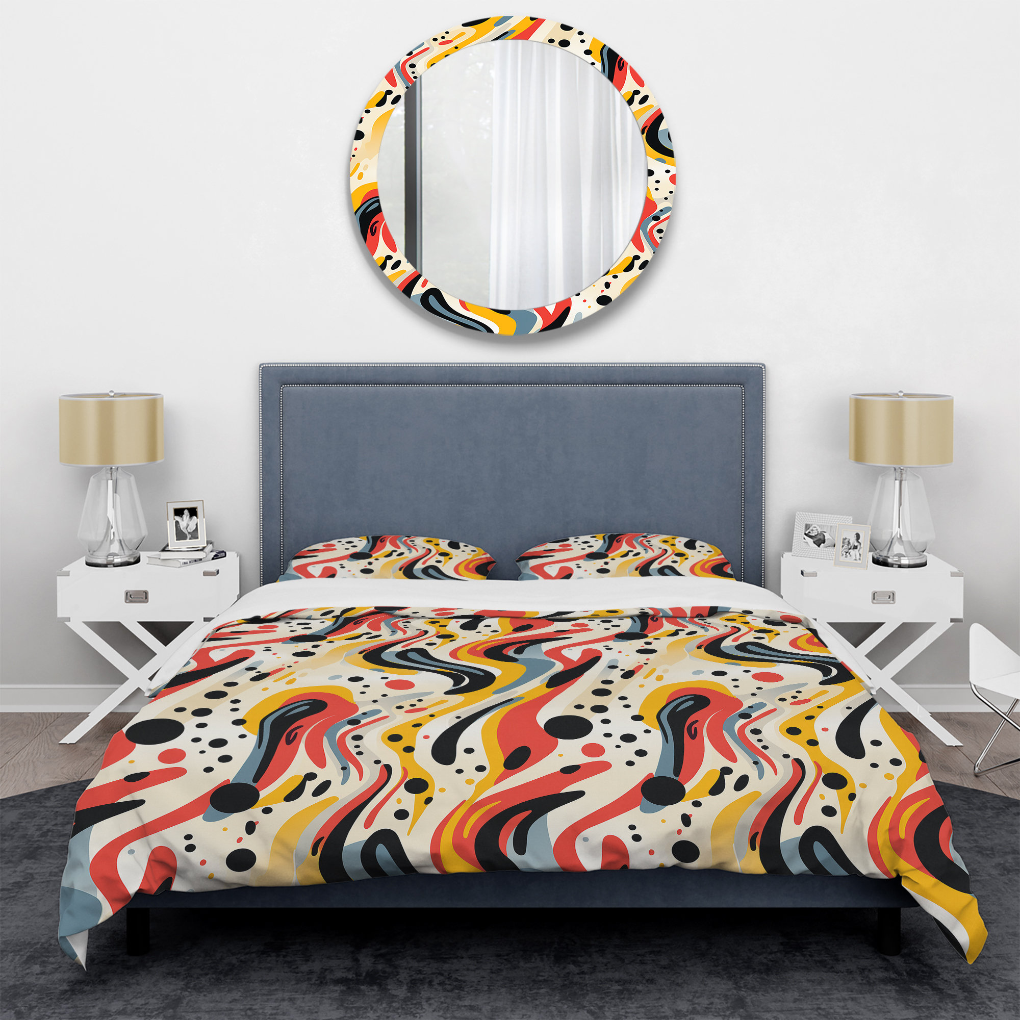 Design Art Red Popart Lichtensteins Lines Matrix I Duvet Cover Set ...