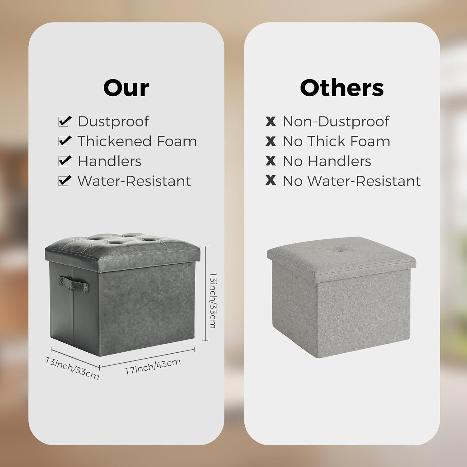 Latitude Run® Foldable Oil Waxed Leather Footstool Small Storage ...