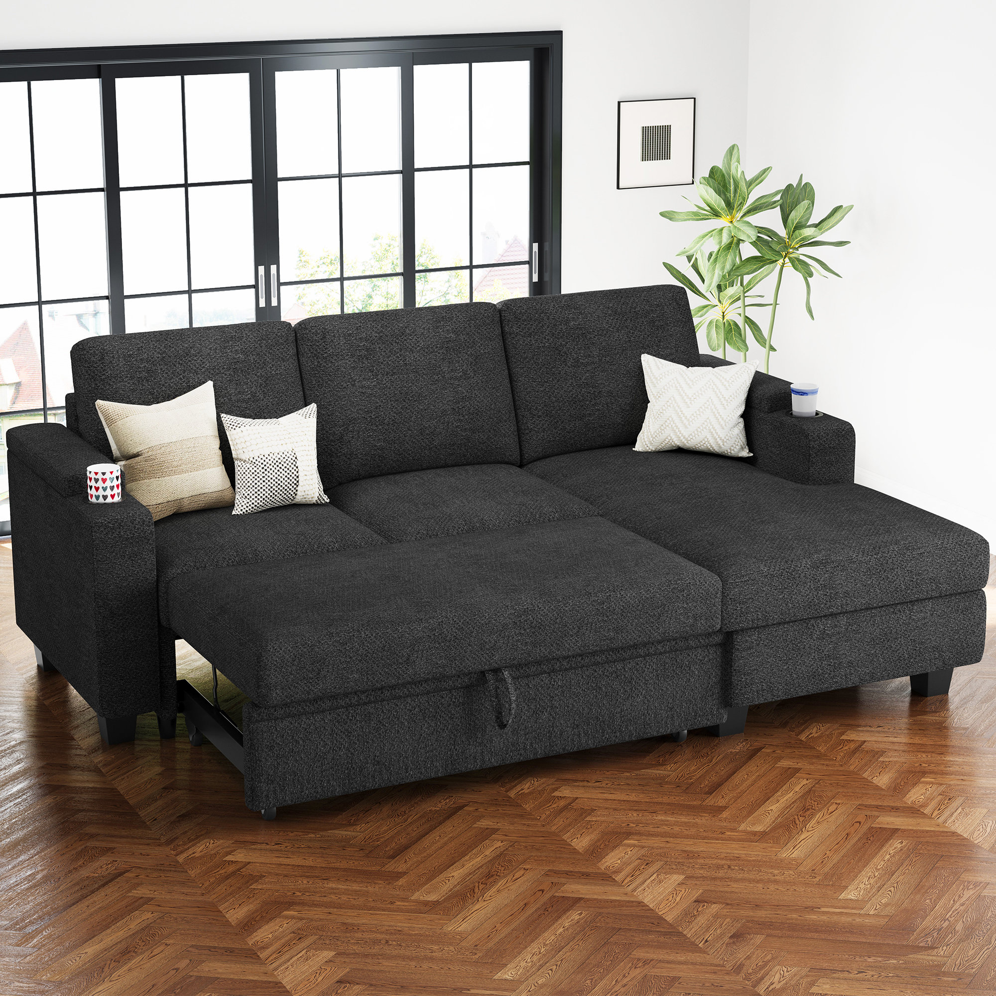 Latitude Run® Penelopa Bujesily Chenille Apartment Small L Shaped Sofa ...