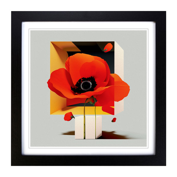 Marlow Home Co. Poppy Flower Suprematism - Framed Print | Wayfair.co.uk