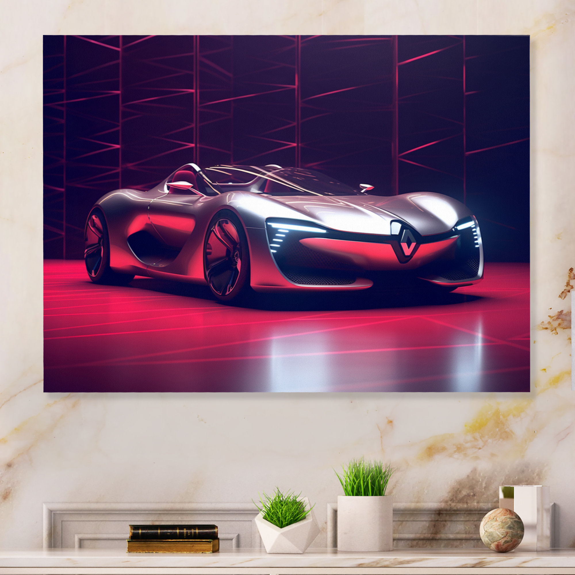 Latitude Run® Neon French Exotic Car II - Neon Car Metal Wall Decor ...